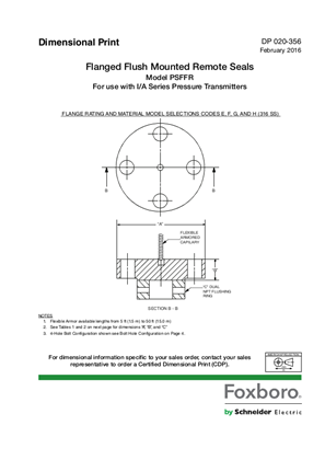 Flanged Flush Mounted Remote Seals Model PSFFR CAD | 슈나이더 일렉트릭