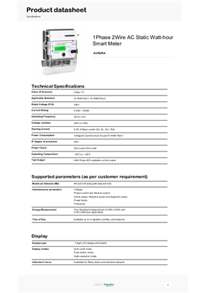 SE Datasheet_1Ph Smart Meter | Schneider Electric