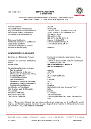 CERTIFICADO DE TIPO E-013-01-90550 | Schneider Electric