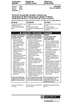 PK15GTA Ground Bar Kit with LK100AN Lug Installation Instructions Hoja ...