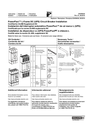 PowerPacT L-Frame DC (UPS) Circuit Breaker Installation | Schneider ...