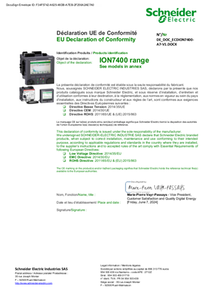 ION7400 Declaration of Conformity EU/CE Schneider Electric | Schneider ...