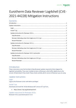Eurotherm Data Reviewer Log4Shell CVE-2021-44228 Mitigation ...