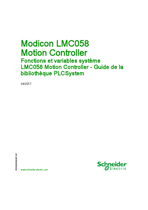Modicon LMC058 Motion Controller - Fonctions et variables système, Guide de la bibliothèque ...