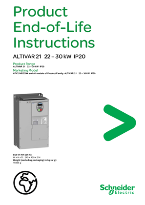 ALTIVAR 21, 22 – 30 kW, IP20, Product End-of-Life Instructions End of ...