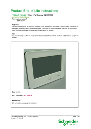 Wiser Wall Display - EER22000 - Product End-of-Life Instructions ...