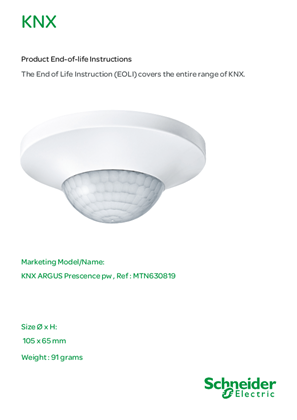 KNX, ARGUS Presence pw-MTN630819 - Product End of life Instructions ...