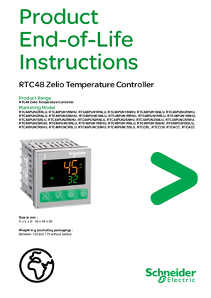 RTC48... Zelio Temperature Controller, Product End-of-Life Instructions ...