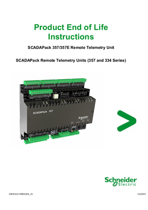 SCADAPack Remote Telemetry Units (357 and 334 Series), Product End of ...