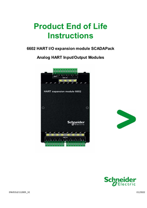 6602 HART I/O expansion module SCADAPack, Product End of Life ...