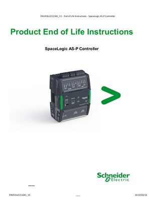 EoLI SpaceLogic AS-P Controller Circularity Profile | Schneider Electric