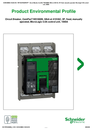 Circuit Breaker, ComPacT NS1000N, 50kA at 415VAC, 3P, fixed, manually ...