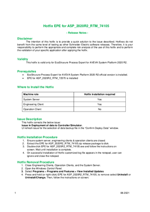 EcoStruxure Process Expert for ASP 2020R2 RTM 74105 | Schneider Electric
