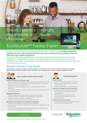 Ecostruxure Facility Expert - Ensure business continuity and improve operational efficiency ...