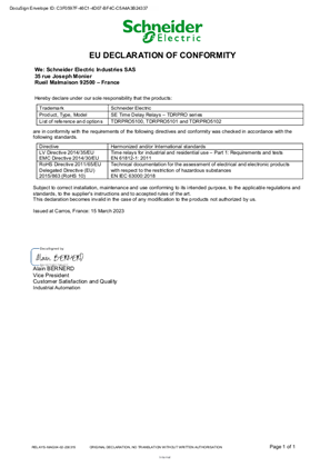 Manufacturer EU DOC Schneider Electric Timer Relays (821/822/TRD782/TDRPRO-5100) | Schneider ...