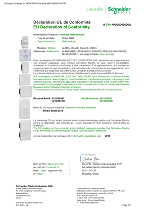 EU Declaration of conformity Declaración de conformidad | Schneider ...
