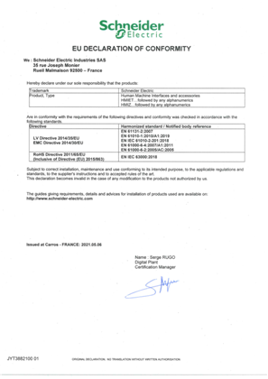 Harmony, HMIET6, Declaration of Conformity, EU CE, Schneider Electric ...