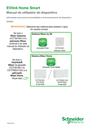 EVlink Home Smart - Wiser SE, Manual do utilizador do dispositivo Guia ...