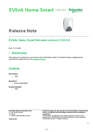 EVlink Home Smart - Release Note Firmware | Schneider Electric