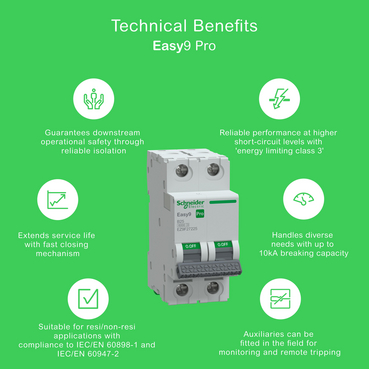Easy9 Pro 2P B 25A MCB 6000A-EZ9F27225-Technical Benefits | Schneider ...