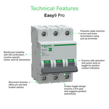 Easy9 Pro 3P B 63A MCB 6000A-EZ9F27363-Technical Feature | Schneider ...
