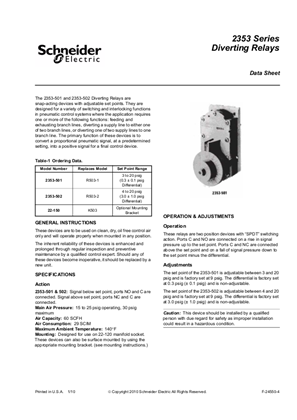 2353 Series Diverting Relays Technical leaflet | 슈나이더 일렉트릭
