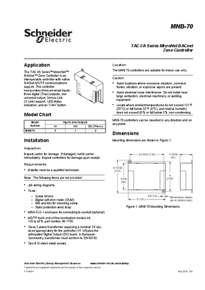 MNB-70 TAC MicroNet BACnet Zone Controller | Schneider Electric
