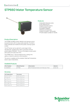 STP660 Water Temperature Sensor - Specification Sheet Technical leaflet ...