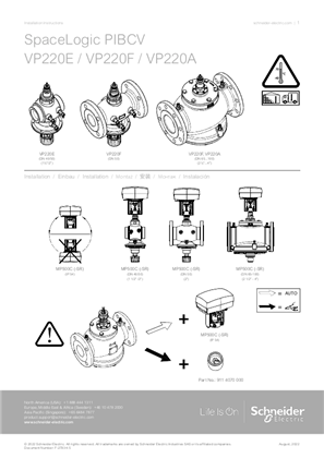 SpaceLogic PIBCV VP220E / VP220F / VP220A Installation Instructions ...