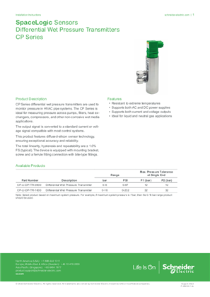 EasyLogic Sensors - Differential Wet Pressure Transmitters - CP Series ...