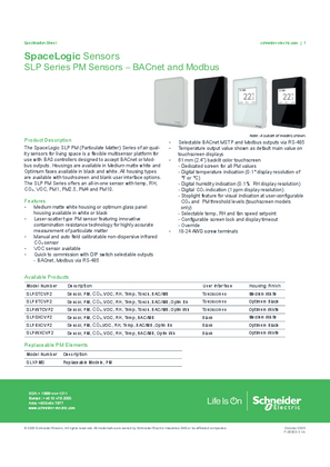SpaceLogic SLP Series BACnet/Modbus Particulate Matter (PM) Sensors ...