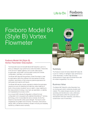 84 (Style B) Vortex Flowmeter Data Bulletin | Schneider Electric