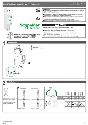 Resi9 RCBO 1 Module Type A - R9D***** Hoja de instrucciones | Schneider ...