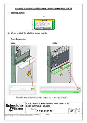 CAUTION STICKER DOOR INTERLOCK | Schneider Electric