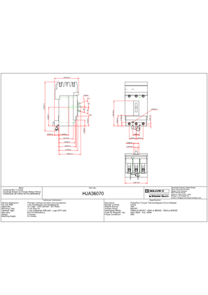Technical drawing for HJA36070_CAD_DOC | Schneider Electric