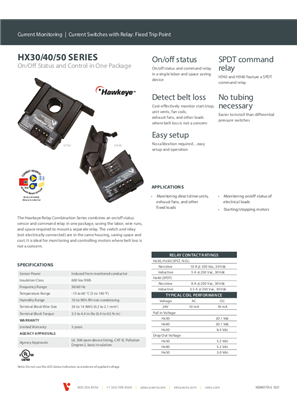 Hx30, Hx40, Hx50 Series Current Switches with Relay: Fixed Trip Point ...