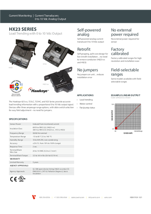 Hx23 Series Current Transducers 0 to 10 Vdc Analog Output ...