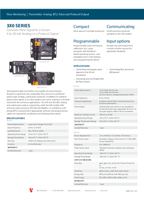 3x0 Series Programmable Flow Transmitter: Analog, BTU, Pulse and ...