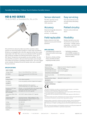 HD and HO Series Deluxe Duct and Outdoor Humidity Sensors ...