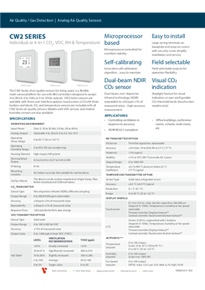 CW2 Analog Series Wall Mounted Air Quality Sensors - Specification Sheet | Schneider Electric