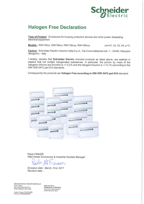 Halogen Free Declaration Certifikat | Schneider Electric