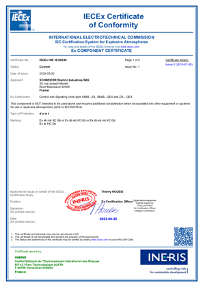 IECEx Certificate XB4B...EX Control and signaling units for explosive ...