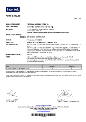 Intertek_Test_Report_UV_KanalveAksesuar Katalog | Schneider Electric