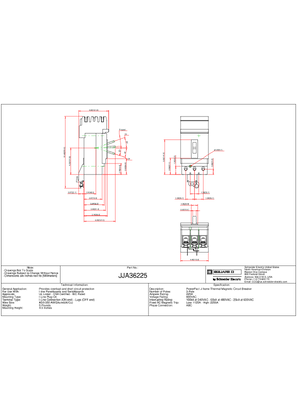 Technical drawing for JJA36225_CAD_DOC | Schneider Electric USA