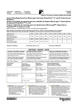 Sensor Plug Replacement for MicroLogic Trip Units (PowerPacT™ P- and R ...