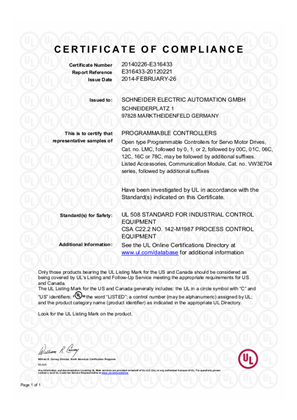 PacDrive LMC Eco, Certificate, cULus, Ordinary Location Certyfikat ...