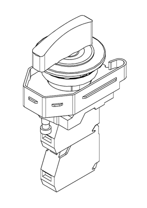 Flush mounted selector switch Ø30.5 long handle 3 pos stay put 2NO - 3D ...