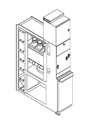 Premset 630A/375mm disconnecting switch cubicle with lever operated CIT ...
