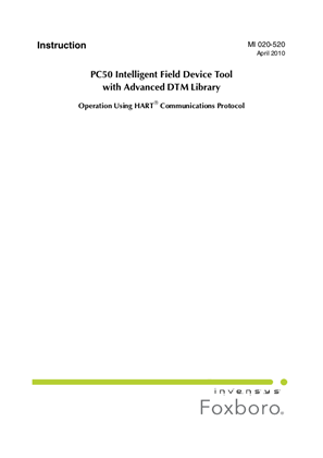 PC50 Intelligent Field Device Tool with Advanced DTM Library Operation Using HART Communications ...