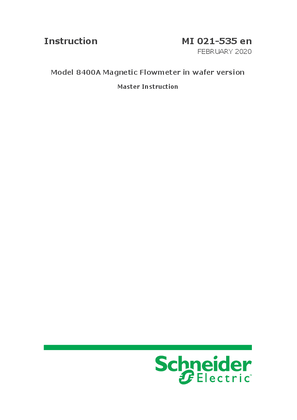 Model 8400A Magnetic Flowmeter wafer version Master Instruction | Schneider Electric